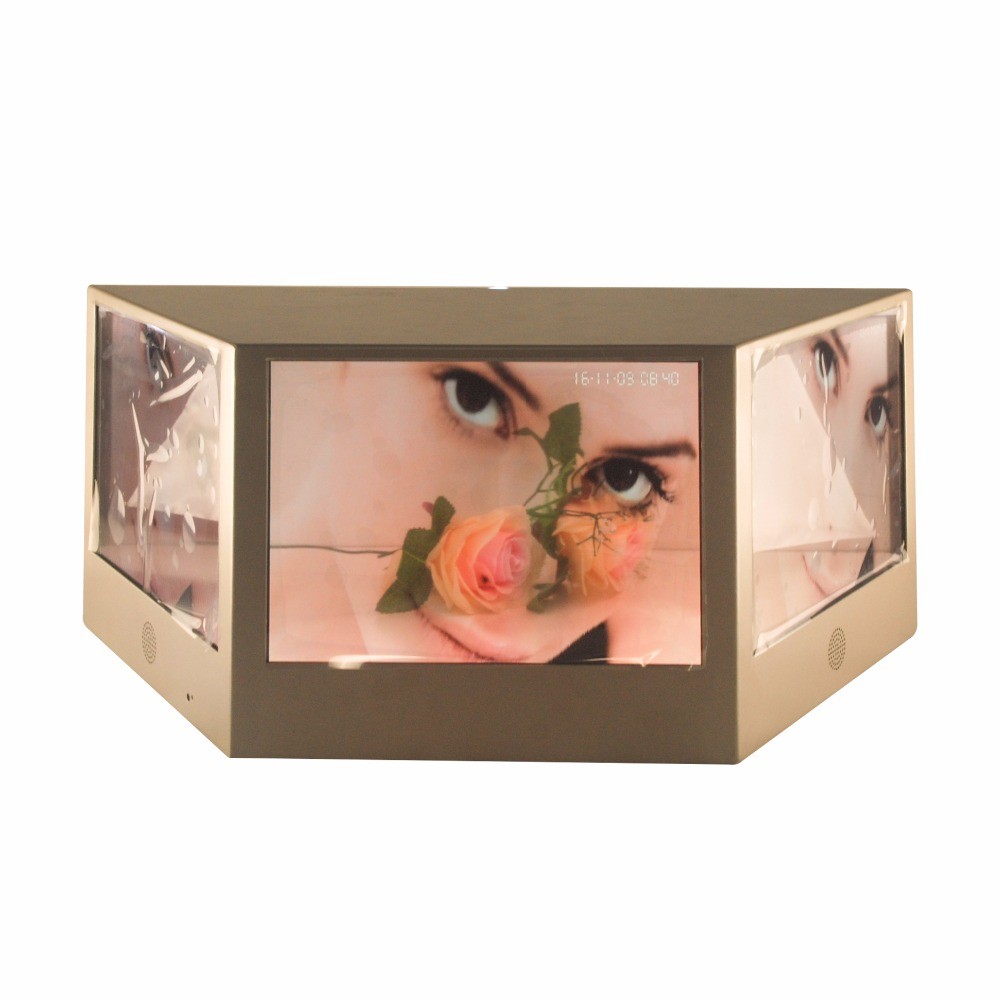 21.5" Three Face Lcd Transparent Screen Advertising Display Box With ...